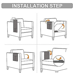 BUSAMEDO 1 Pcs Water Resistant Sofa Armrest Covers Recliner Armchair Cover Couch Arm Covers Sofa Storage Bag Furniture Protector Slipcover with Pockets (Camle)