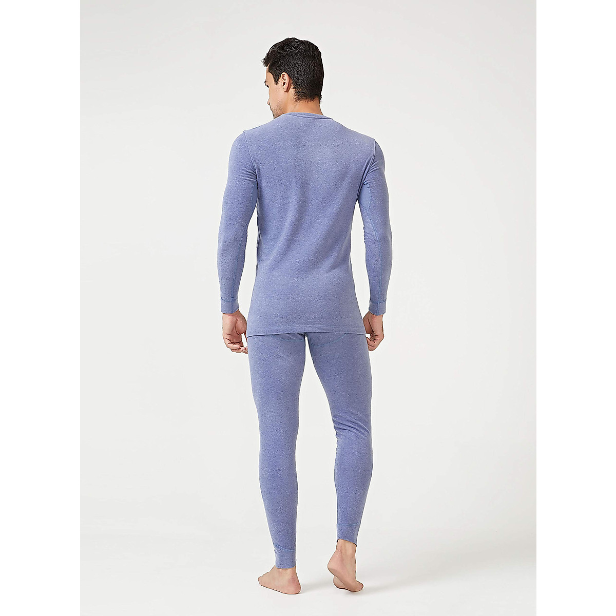 DAVID ARCHY Men's Thermal Underwear Set Winter Warm Base Layers Thermal Top and Bottom Long Johns Set Heather Moonlight Blue,L