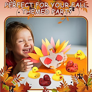 Hiboom Thanksgiving Rubber Ducks 1.38 Inch Fall Rubber Duck with Leaf Pumpkin Patterns Thanksgiving Themed Bathtub Toys Treat Gifts Thanksgiving Party Favor Table Decor(100 Pcs, Vibrant)