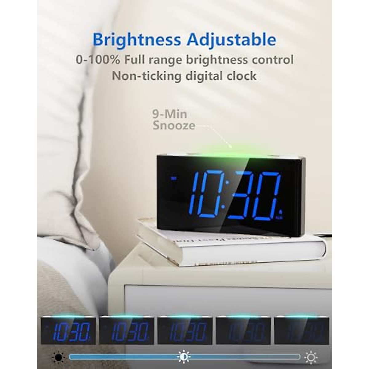 Digital Alarm Clock for Bedroom - 7 Color Night Light,2 USB Chargers,7.5" Large Number Screen & Slider Dimmer,12/24 H,Battery Backup,Easy Loud Electric Alarm Clock for Heavy Sleeper,Boy&Girl Kid Teen
