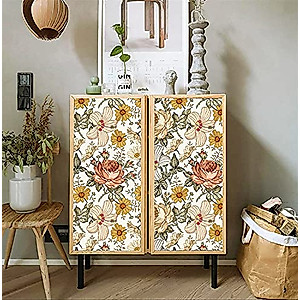 Blooming Wall Beige Multicolor Peony Daisy Peel and Stick Wallpaper Self Adhesive Wall Mural Wall Decor, 14.5 Square Ft/Roll