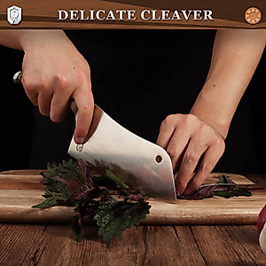 Meat Cleaver, GRANDKKNIFE Cleaver Knife High Carbon Stainless Steel Chef Knife Lightweight Vegetable Knife for Kitchen and Restaurant