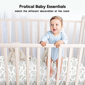 Yoofoss Baby Crib Sheets for Boys Girls, Fitted Crib Sheet 2 Pack for Standard Crib and Toddler Mattress, Super Soft Microfiber Baby Sheet 28x52x8in(Green+Leaf)