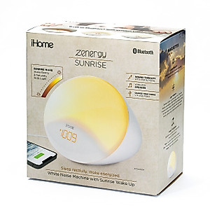 iHome Zenergy Sunrise Bedside Therapy Machine with Bluetooth Speaker, Sunrise Wakeup and USB Charging
