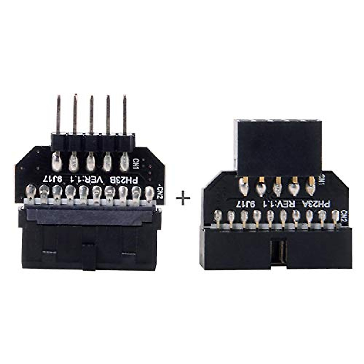 cablecc 1set Reversible USB 2.0 9Pin Housing to Motherboard USB 3.0 20pin Header Female Adapter