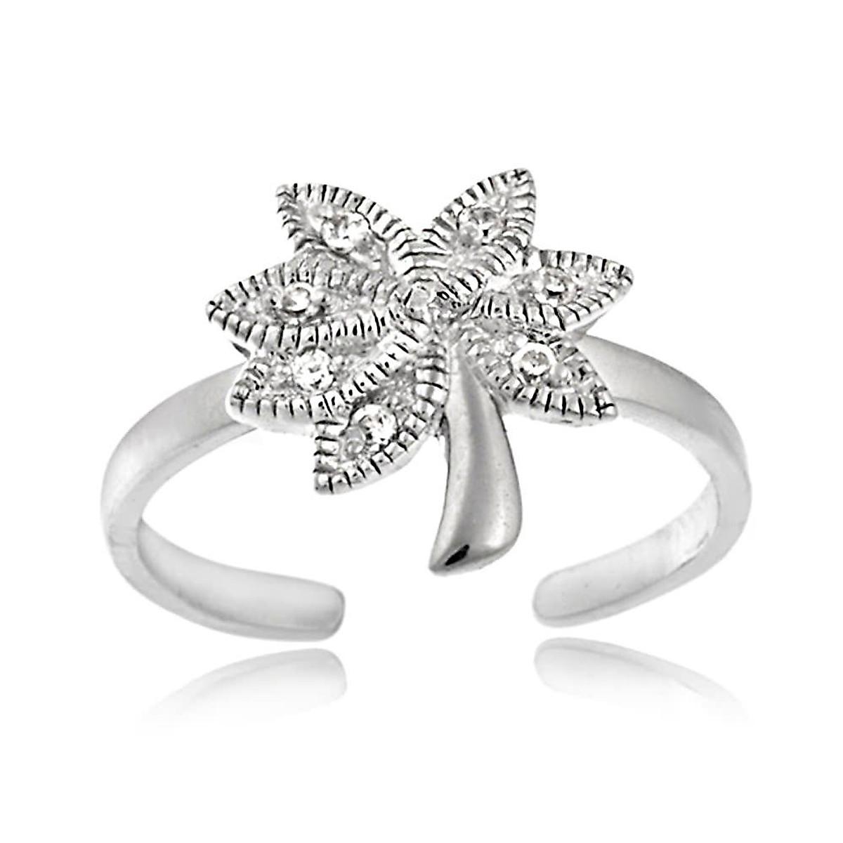Hoops & Loops Sterling Silver Cubic Zirconia Palm Tree Toe Ring