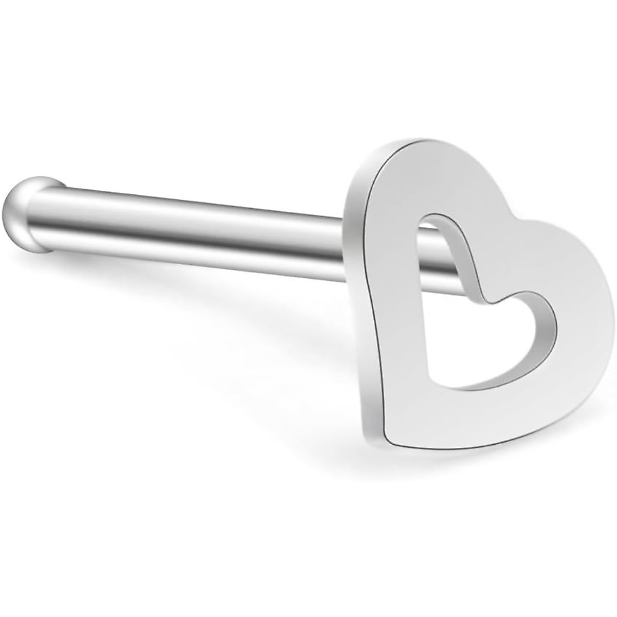 Ruifan 20G 18G Surgical Steel Heart Nose Stud Rings Bone Pin Piercing Jewelry 3-6PCS