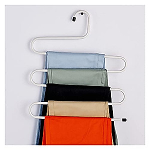 IULJH 5 Layers S Shape Iron Wardrobe Storage Hangers Pants Trousers Hanger Multi-Layers Clothing Storage Rack Closet Space Saver Rack ( Color : D )