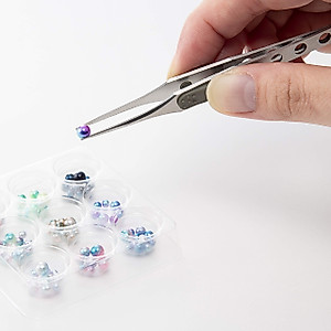 ALLEX Japanese Titanium Tweezers Precision Fine Point (Straight Titanium Coating), Made in JAPAN, Pointy Craft Tweezers for Crafting, Hobby, Jewelry Detail Work, Japanese Stainless Steel, Gold