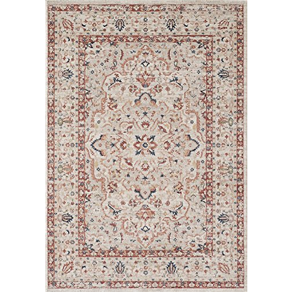 Abani Rugs Vintage 6' x 9' Diamond Medallion Area Rug - Babylon Collection Beige & Red Traditional Style Turkish Accent Rug