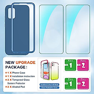 LeYi for Samsung Galaxy A02S Case, Samsung A02S Case with [2 x Tempered Glass Screen Protector], Full-Body Shockproof Soft Liquid Silicone Hybrid Protective Phone Cover Case for Galaxy A02S, Blue