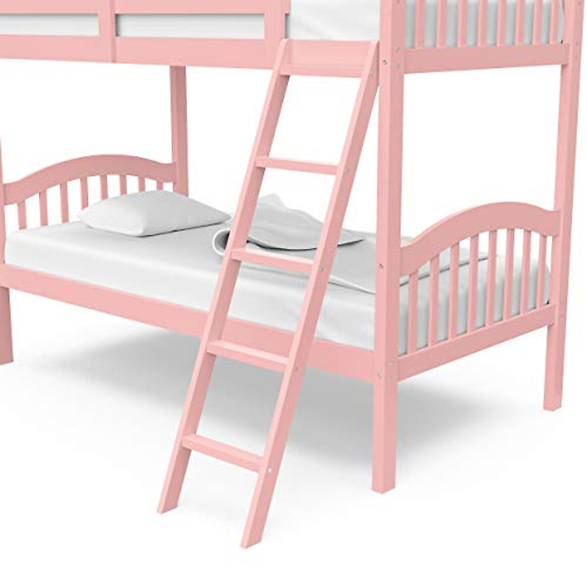 Storkcraft Long Horn Twin-Over-Twin Bunk Bed (Pink) - GREENGUARD Gold Certified, Converts to 2 individual twin beds