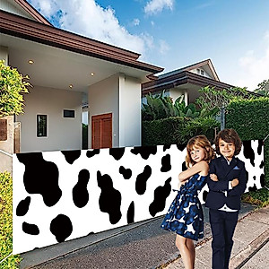 DOTOOMA 118 x 20 In Black White Spot Cow Banner Yard Sign Polyester Western Cowboy Cowgirl Farm Theme Birthday Party Decorations Supplies Baby Shower Indoor Outdoor