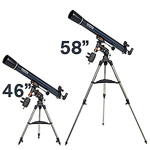 Celestron - AstroMaster 90EQ Refractor Telescope - Refractor Telescope for Beginners - Fully-Coated Glass Optics - Adjustable-Height Tripod - BONUS Astronomy Software Package