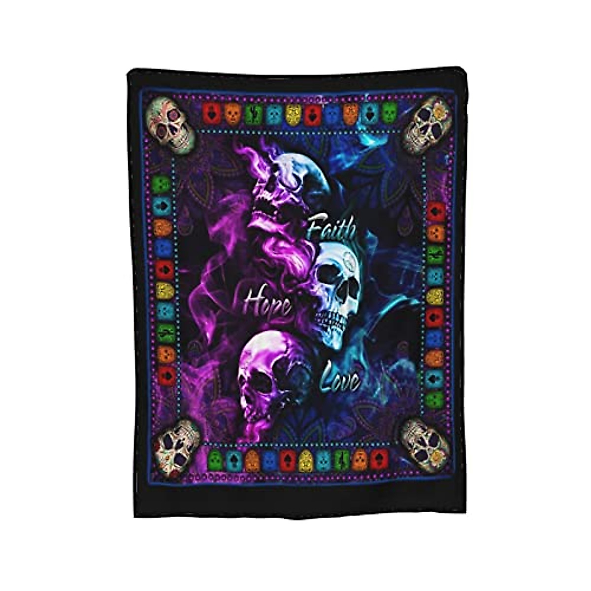 Skull Blanket for Boys Girls Spooky Goth Boho Skull Skeleton Throw Blanket Soft Cozy Warm Fuzzy Fleece Skull Bedroom Decor Blanket for Women Adults Couch Sofa Bedding 50"X40"