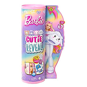 Barbie Cutie Reveal Doll with Blonde Hair & Lamb Costume, 10 Suprises Include Accessories & Mini Pet (Styles May Vary)