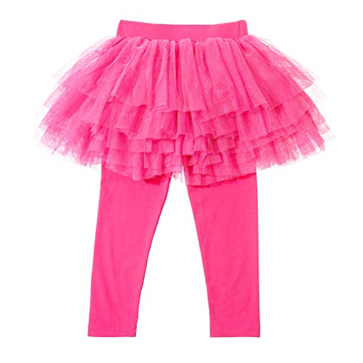 Baby Toddler Girls' Tutu Leggings Tulle Ruffle Skirted Pants 2-6T Rose Red