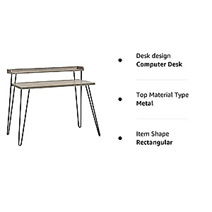 Ameriwood Home Haven Retro Computer Desk with Riser, Distressed Gray Oak (9881096COM)