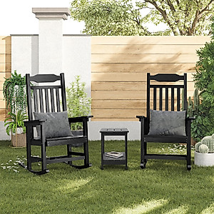 ONBRILL Adirondack Outdoor Side Table, Patio End Table with Storage, HDPS Weather Resistant for Patio, Pool, Porch, Garden, Black