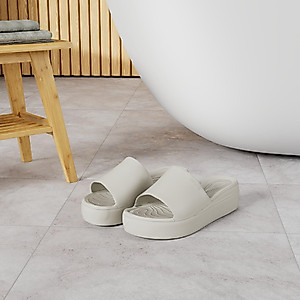 Crocs Women's Brooklyn Platform Slides Sandal, Bone, Numeric_10