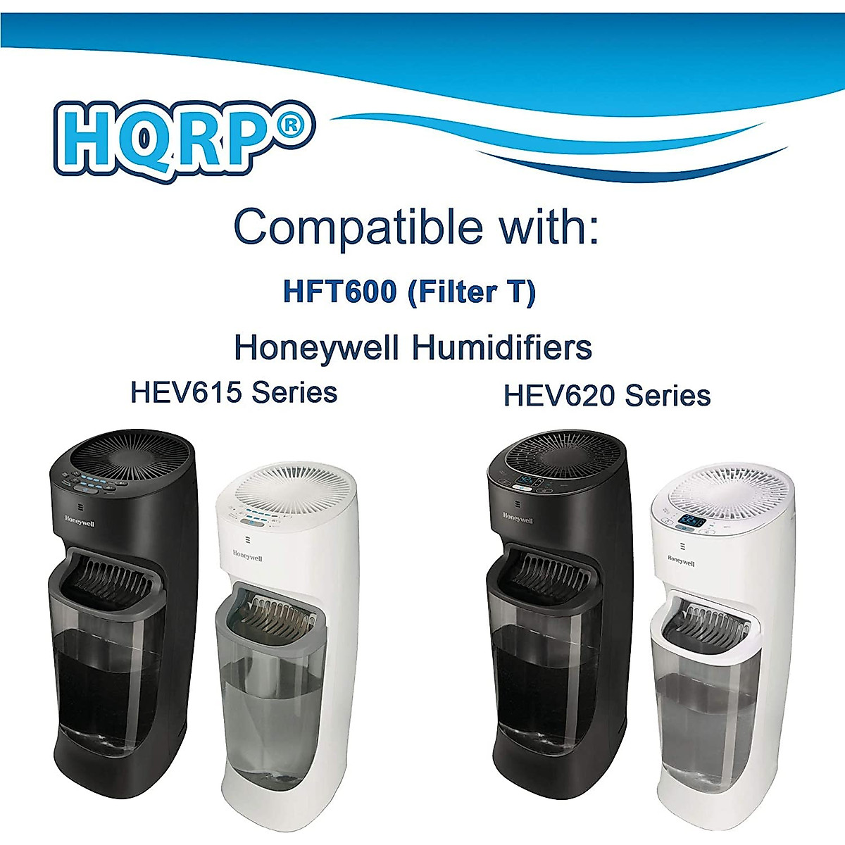 HQRP 2-Pack Wick Filter Replacement for Honeywell Filter T HFT600 / HFT600PDQ Compatible with Honeywell HEV615 HEV620 HEV600 Series Top Fill Cool Mist Humidifiers