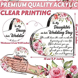 Daughter Wedding Gift from Mom Dad Bride Gifts for Wedding Day Wedding Gift for Daughter Mother of the Bride Gifts Wedding Keepsake Gifts to My Daughter on Her Wedding Day Acrylic Heart Wedding Gifts