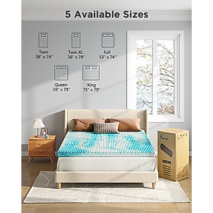 PERLECARE 3-Inch Queen Egg Crate Memory Foam Mattress Topper for Pressure Relief, Cooling Mattress Topper Queen, Gel Infused & Ventilated Design, CertiPUR-US Certified Queen Bed Topper, Blue