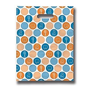 Dental Dots Dental Giveaway Bags, 8" x 10", 100 Pack