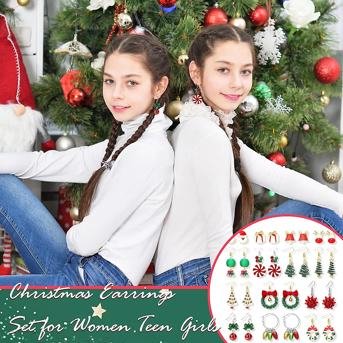 9/10/14/20 Pairs Christmas Earrings for Women Christmas Tree Bells Drop Dangle Earrings Holiday Earrings Xmas Jewelry…