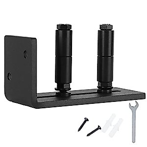 Barn Door Guide Black, Carbon Steel Sliding Barn Door Floor Guide for Bottom Adjustable Roller and Wall Mount System, Smoothly and Quietly 4.1x1.6in