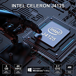 AIOEXPC Mini Computer Stick with Windows 11 Pro Intel Celeron J4125 8GB DDR4 256GB SSD PC Stick Support UHD 4K 60Hz WiFi 2.4G/5G Gigabit Ethernet BT 4.2