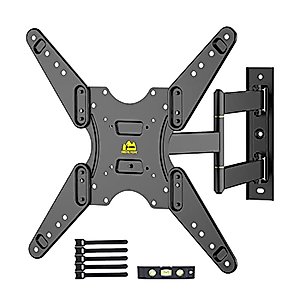 FORGING MOUNT Corner TV Wall Mount Single Stud Articulating Arm Full Motion TV Bracket for Most 26-55" Flat Curved TVs with Tilt, Swivel and Extends 18inch, Holds 88lbs, Max VESA 400x400mm