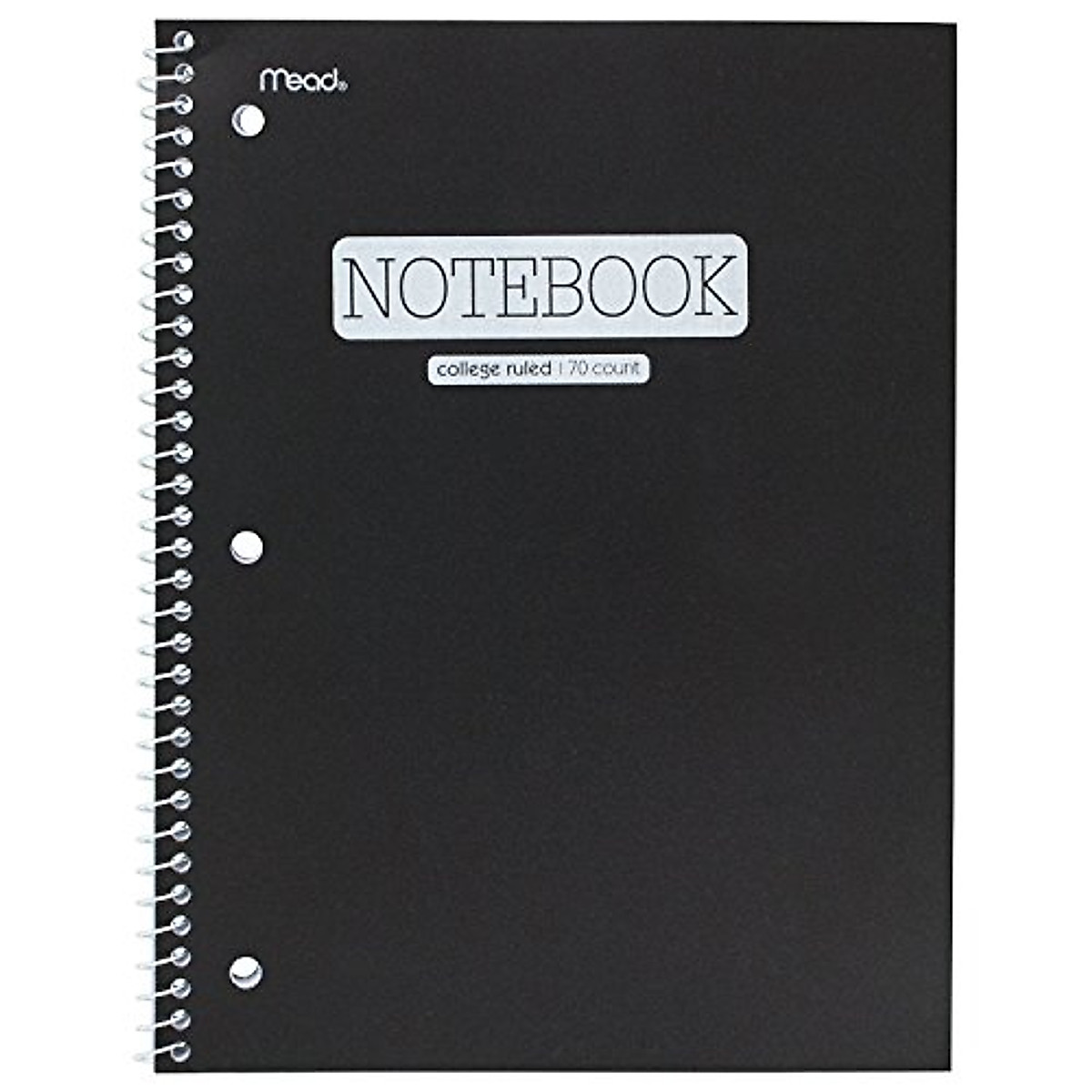Mead Spiral Notebook, 1 Subject, College Ruled Paper, 70 Sheets, 10-1/2" x 7-1/2", Plastic, Color Selected For You, 1 Count (07178)