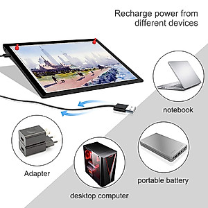Light Tracing Box Rechargeable, Winshine Portable LED Light Board, Light Board for Diamond Art Painting, 5 Levels Stepless Dimming Drawing Tracking Light Pad, Artistic Design Sketching