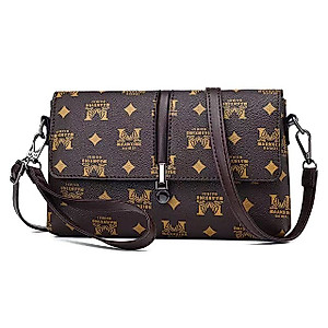 Small Shoulder Bag with 2 Removable Straps Leather Crossbody Clutch Purse Tote Handbag for Women Brown