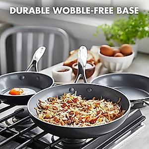 GreenPan Valencia Pro Hard Anodized Healthy Ceramic Nonstick 8" 9.5" and 11" Frying Pan Skillet Set, PFAS-Free, Induction, Dishwasher Safe, Ovens Safe, Gray