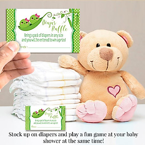 Two Peas In A Pod Twin Girls Diaper Raffle Tickets for Baby Showers, 20 2" X 3” Double Sided Insert Cards for Games by AmandaCreation, Bring a Pack of Diapers to Win Favors & Prizes!