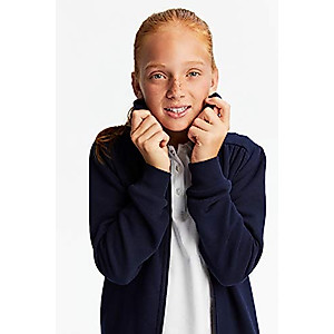 French Toast girls Zip Front Fleece Hoodie School Uniform Coat, Navy, 7 8 US