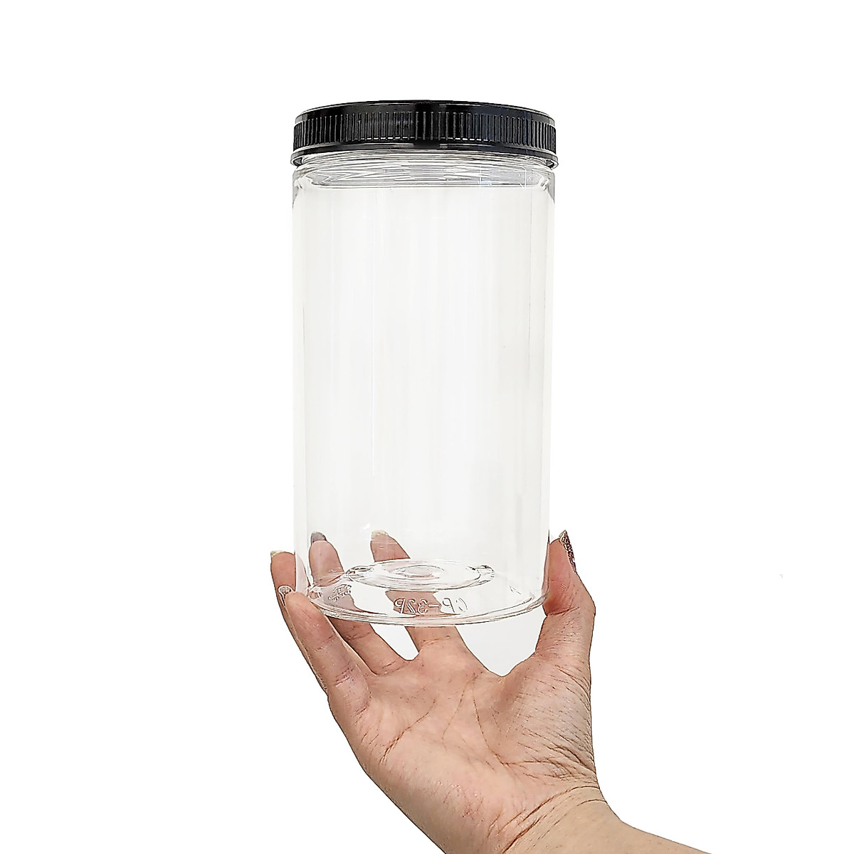 ljdeals 32 oz Clear Plastic Jars with Lids, Storage Containers, Wide Mouth PET Mason Jars, Pack of 6, BPA Free, Food Safe, Made in USA