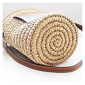 Tuoig Round Straw Tote Round Barrel Straw Woven Crossbody Bag Handbags Women Bags Beach Bag for Women (Color