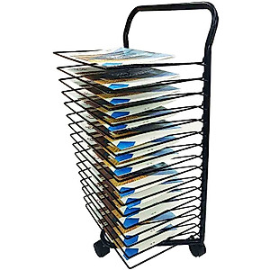 CENAP Art Drying Rack, 15 Tier Mobile Classroom Drying Rack with Removable Wire Rack for Art Studio and Home Use, Drying and Printing Rack