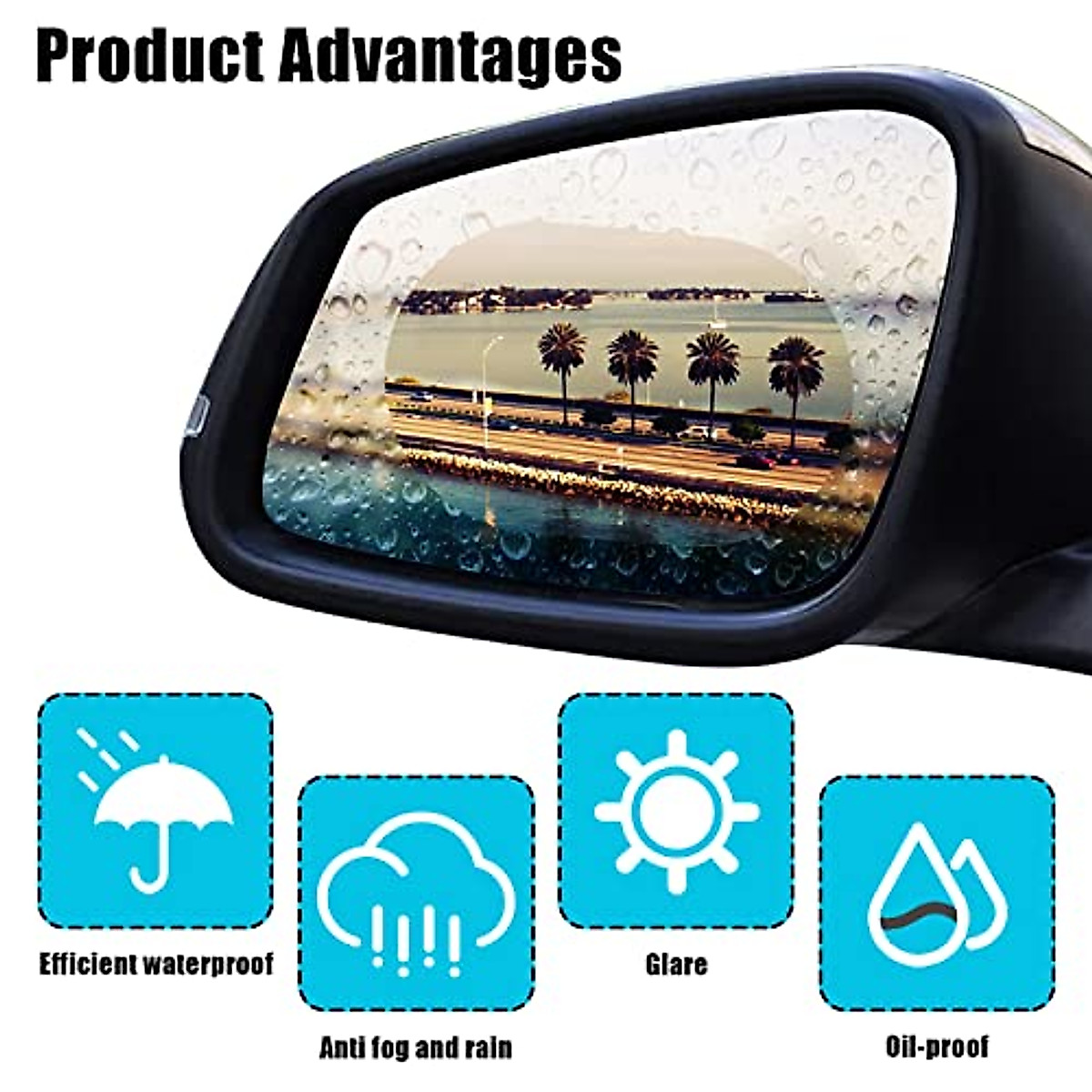 2PCS Car Rearview Mirror Film, Waterproof Rainproof Transparent Protective Sticker, HD Protective, Universal Car Windows, Rearview Mirrors, Trucks, SUVs, Safe Driving Sticker