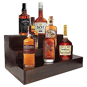 Royxen Real Wood Liquor Bottle Shelf 16 Inch Bar Shelf, Freestanding Vintage Liquor Bar Stand for Home Bar Decor