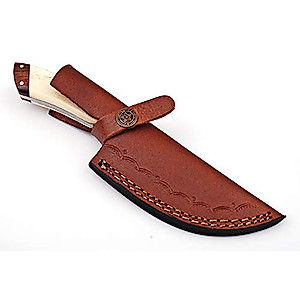 Bushcraft Knife- Handmade Hunting Knife Skinning Knife Camping Knife Overall 8'' Damascus Steel Fixed Blade Knives Best Edc Knife Bone Handle With Sheath