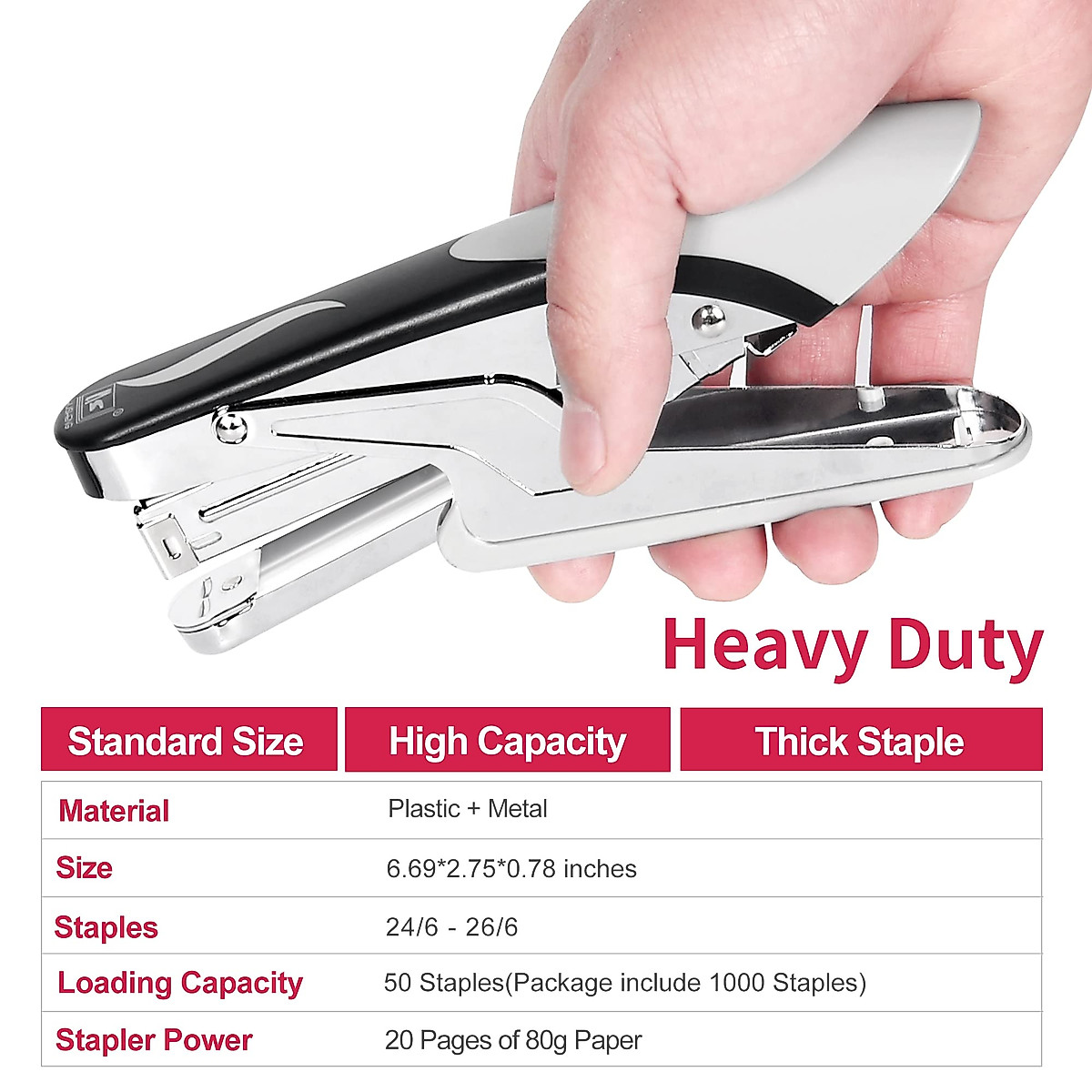 Stapler Heavy Duty with 1000 Staples and Staples Remover, 20 Sheet Capacity, Office Desk Stapler for Stapling Home School Warehouse Handmade, No Jam