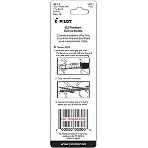 PILOT G2 Gel Ink Refills For Rolling Ball Pens, Fine Point, Navy Blue Ink, 2-Pack (77252)