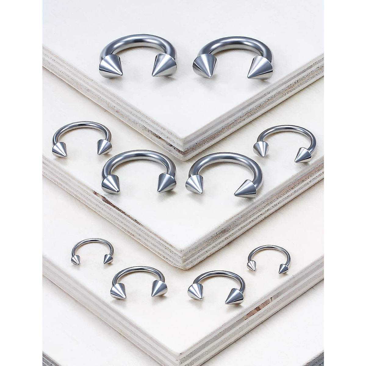 Ocptiy 6G 8G 12G 14G 16G Ear Earrings Gauges Septum Nose Plugs Tunnels Stretching Kit Surgical Stainless Steel Large Big Wide Septum Eyebrow Lip Belly Ring Cartilage Helix Tragus Earring Piercing Kit