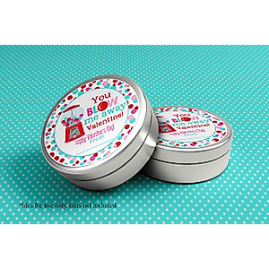 You Blow Me Away Bubble Gum Valentine Party Favor Sticker Labels for Kids, 40 2" Party Circle Stickers by AmandaCreation, Great for Classroom Valentines, Envelope Seals, Gifts & Treats