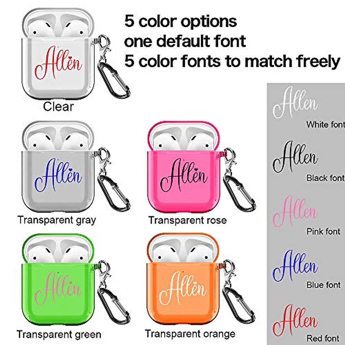 AIPNIS Custom Name Airpods Case for Apple AirPod 2 and 1 Cover Personalized Gift Shock Absorption Soft Clear TPU Cover DIY Relief