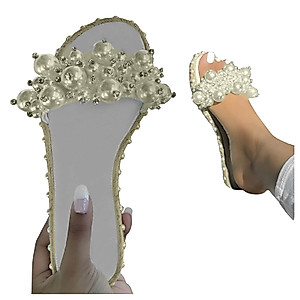 Aniywn Women's Pearl Sandals Casual Summer Beach Travel Indoor Outdoor Slipper Comfy Wide Width Flip Flops